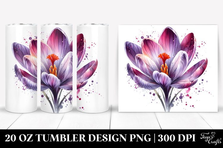 Detailed Shiny Crocus Watercolor Splash | 20 Oz Tumbler