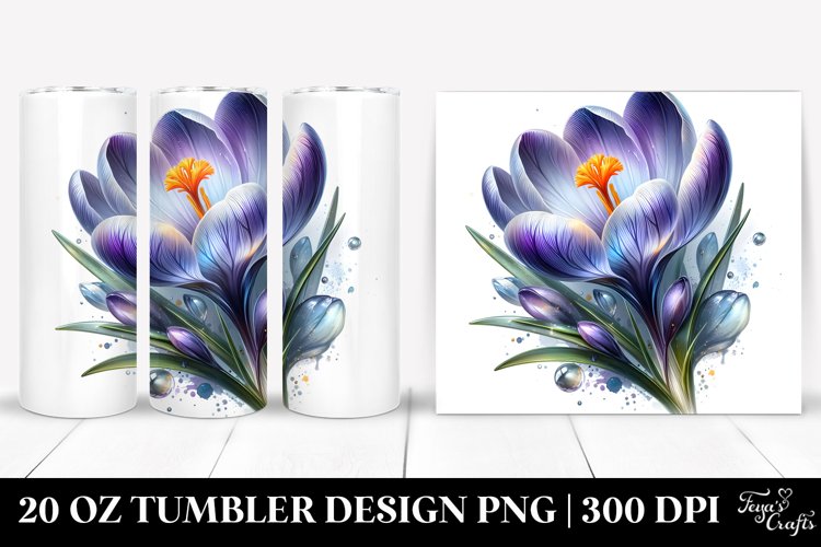 Detailed Shiny Crocus Watercolor Splash | 20 Oz Tumbler