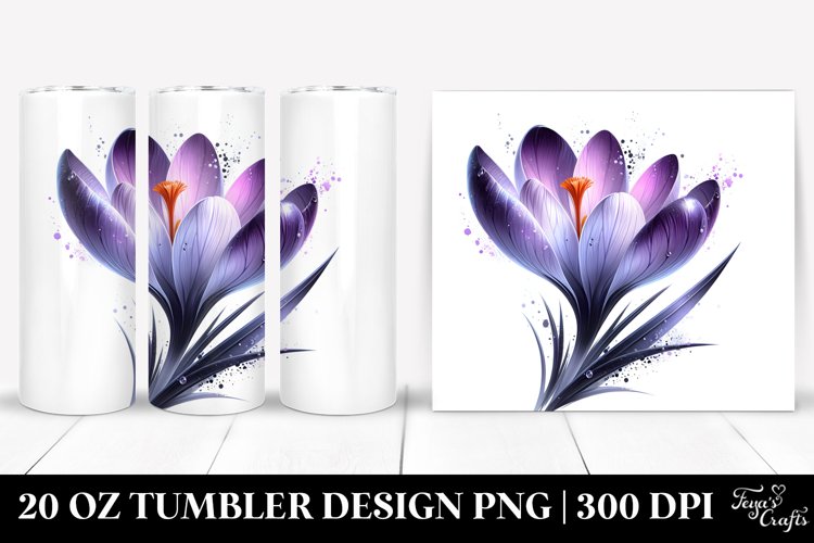 Detailed Shiny Crocus Watercolor Splash | 20 Oz Tumbler