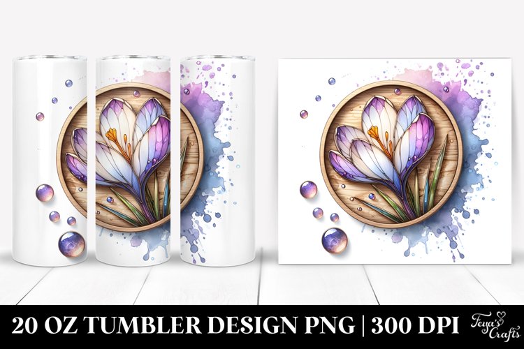Stained Crocus with Watercolor Splash | 20 Oz Tumbler.