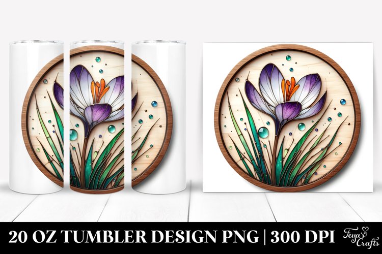 Stained Crocus with Watercolor Splash | 20 Oz Tumbler.