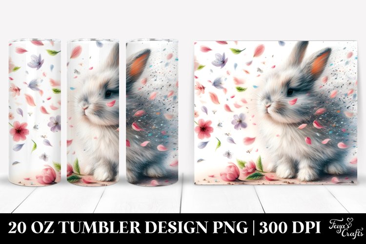 Rabbit Tumbling with Spring Petals | 20 Oz Tumbler