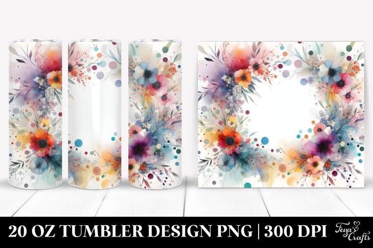 Vibrant Watercolor Abstract Frame | 20 Oz Tumbler