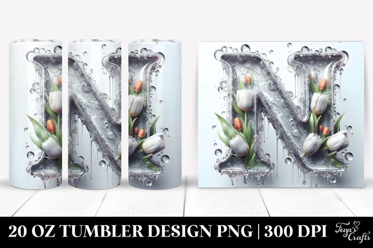 Shiny Tumbler With Tulip Monogram | 20 Oz Tumbler