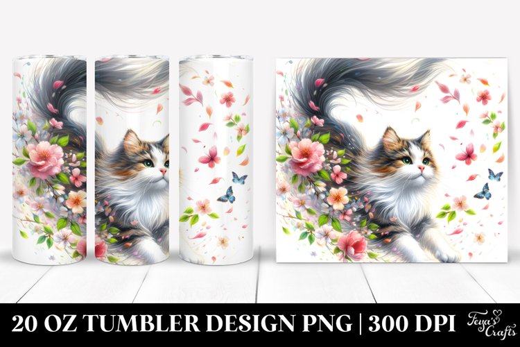 Watercolor Tumbling Cat | 20 Oz Tumbler