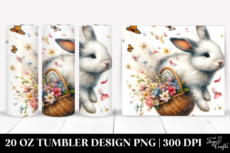 Rabbit Tumbling with Spring Petals | 20 Oz Tumbler