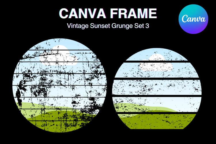 Retro Sunset Canva Frame Grunge Distressed Photo (4093170)