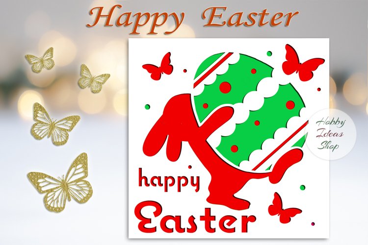 Happy Easter Card SVG, Colored Card Template SVG (2447008)