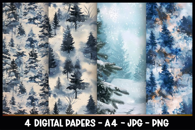 4 Winter Digital Papers I Christmas Junk Journal (3670172)