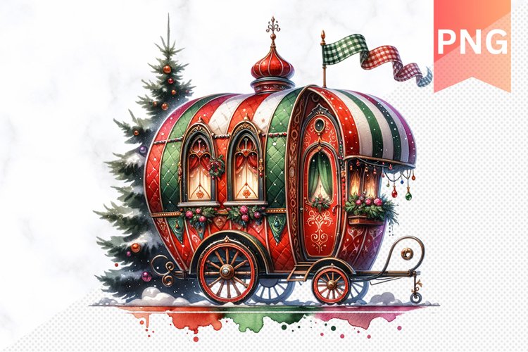 Christmas Whimsical Caravan - Clipart PNG Design