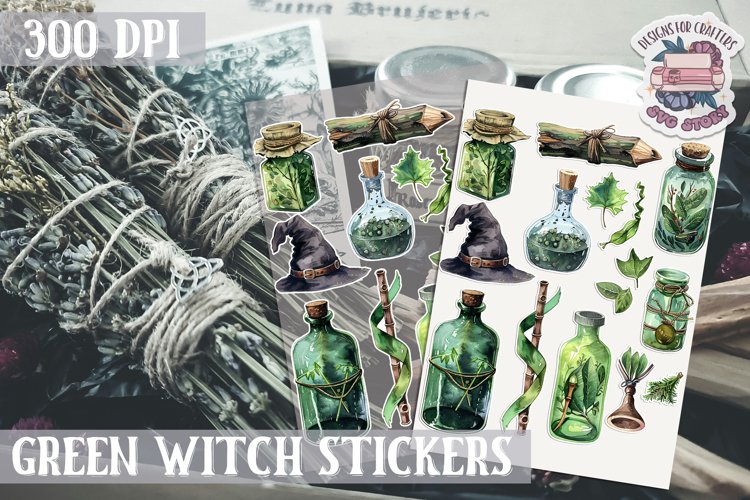 Witch sticker Sheet Green Magic Props Spell Herbs (3299312)