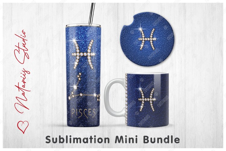 PISCES Diamond Zodiac Mini Bundle - Tumbler, Mug, Coaster