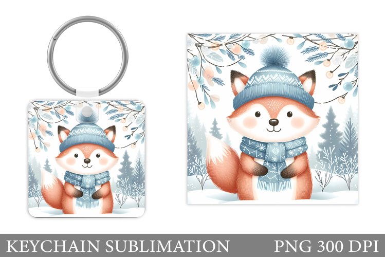Christmas Fox Keychain. Winter Fox Keychain Design (5040046)