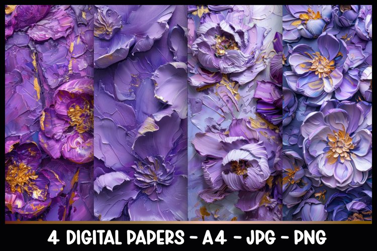 4 Beautiful 3D Flowers Digital Papers I Junk (3418838)