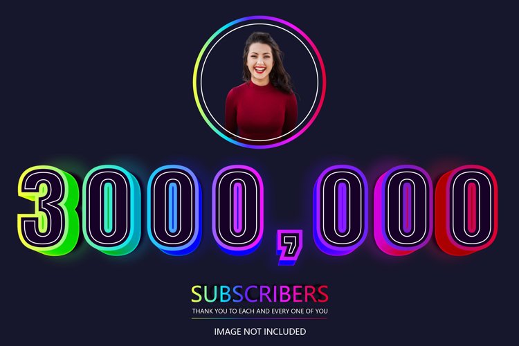 3000000 social followers and subscribers neon text effect