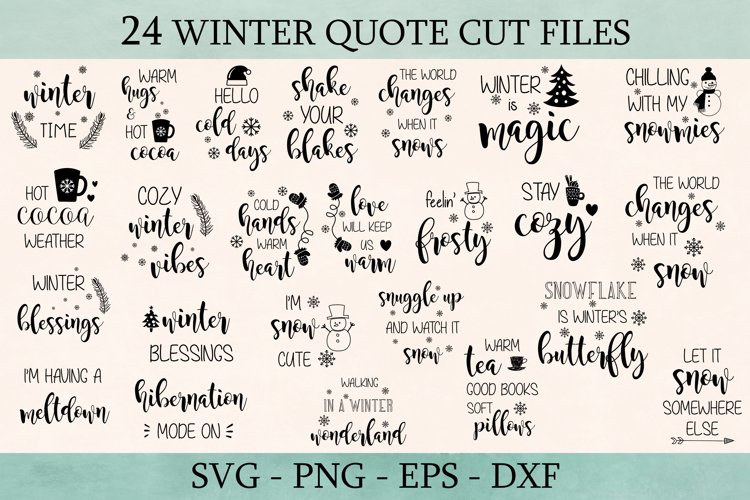 Winter Quotes SVG Bundle, Cut files (1037814) | SVGs | Design Bundles