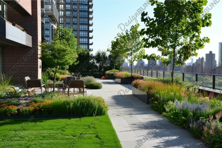 Urban oasis, rooftop garden and relaxation area