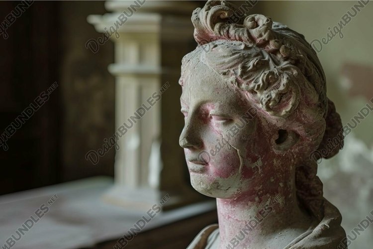 Ancient sculpture profile with patina