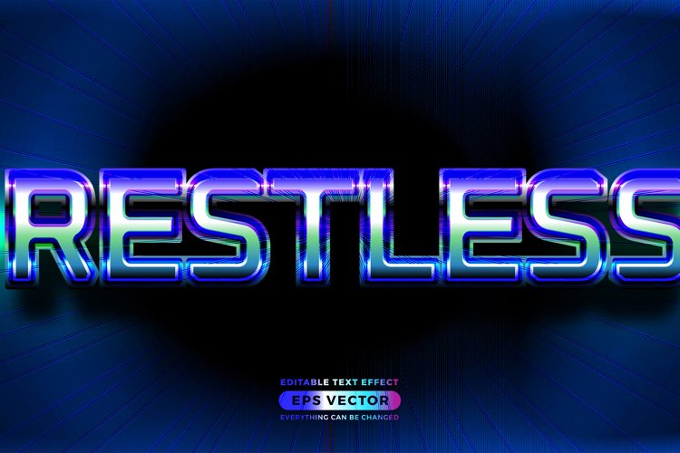Restless editable text style effect in retro look design