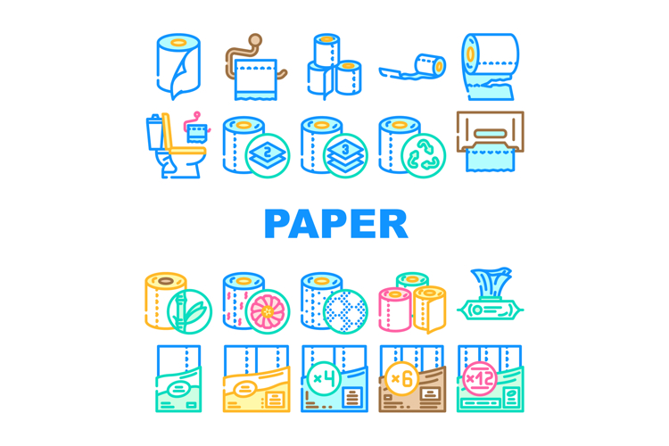 toilet paper tissue roll icons set vector (6571230)
