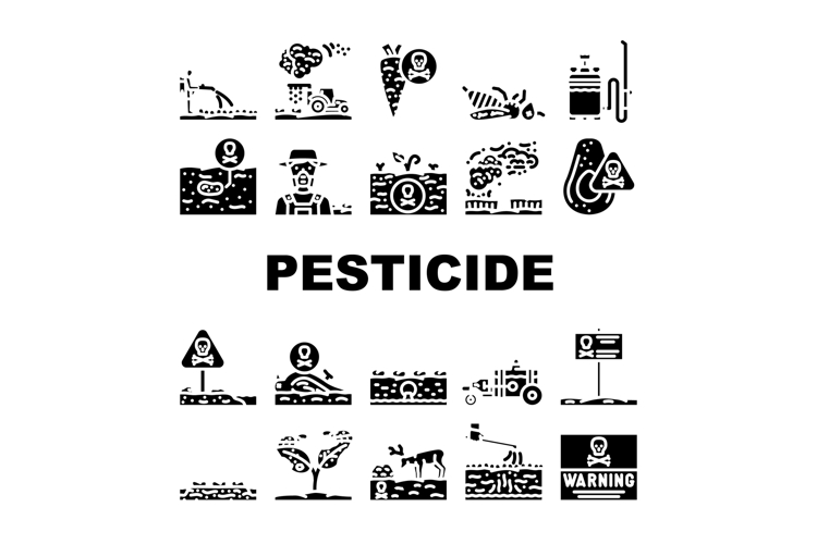 Pesticide danger and agriculture chemical hazard collection