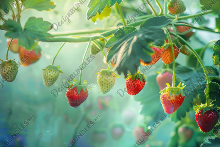 Bush of Strawberries Background Wallpaper