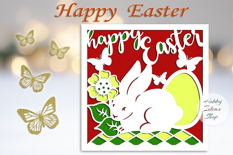 Happy Easter Card SVG, Colored Card Template SVG (2474458)