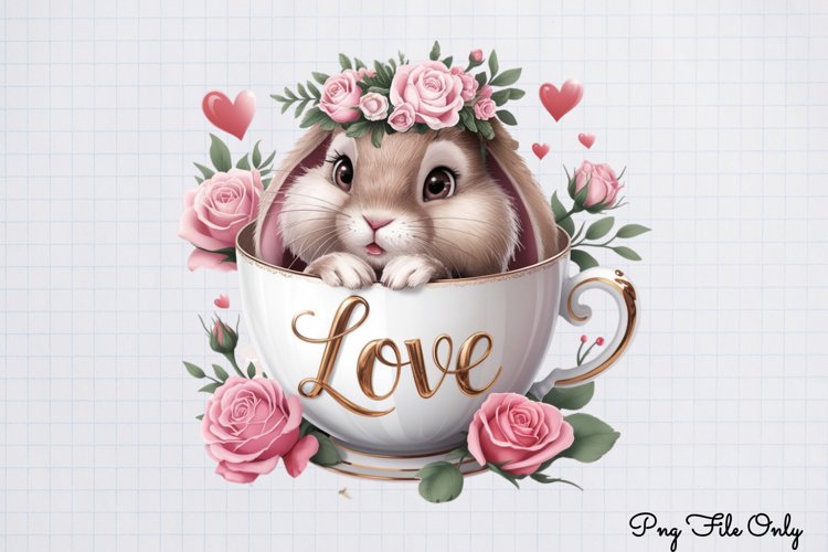 Valentines Day Bunny Cups Clipart PNG (5080775)
