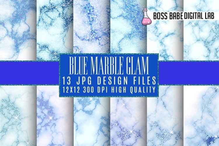Blue Glam Marble Digital Paper