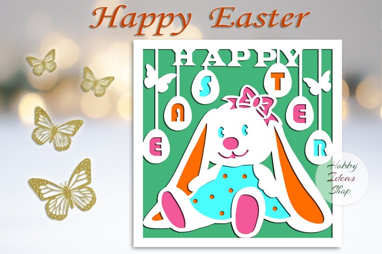 Happy Easter Card SVG, Colored Card Template SVG (2473319)