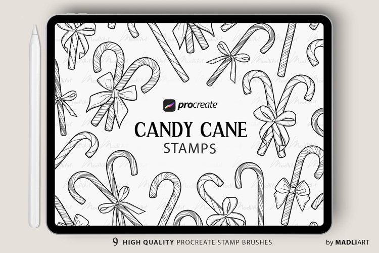 9 Candy Cane Procreate Brush Stamps. Christmas Candy Tattoo