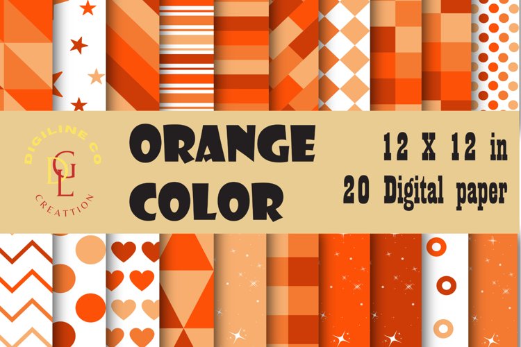 Orange summer Digital paper Watercolor summer clipart
