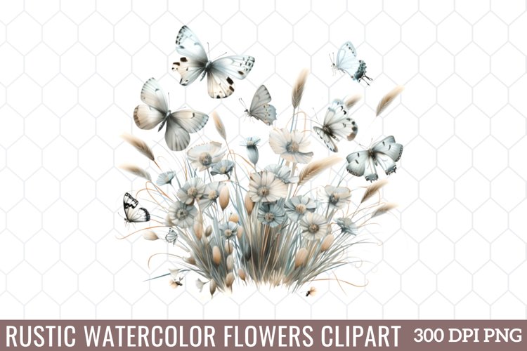 Watercolor Rustic Flowers Clipart (3482009)