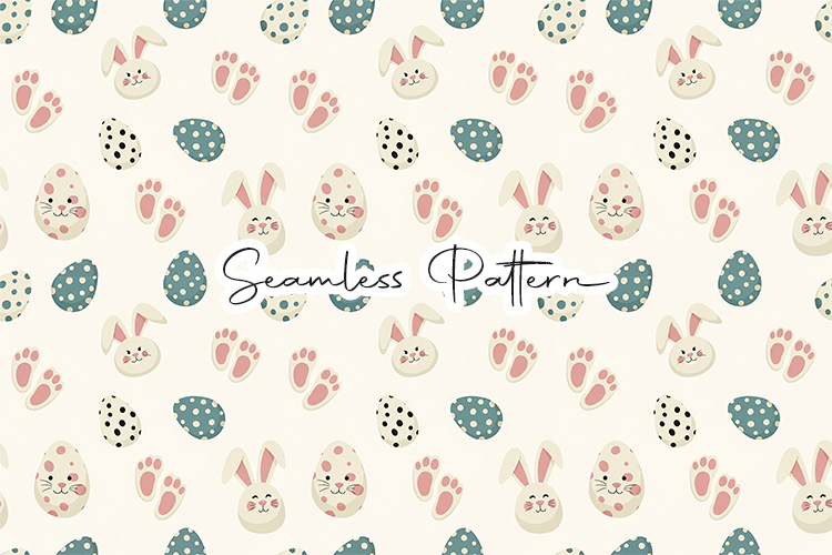 Boho Easter Bunny & Eggs Seamless Pattern