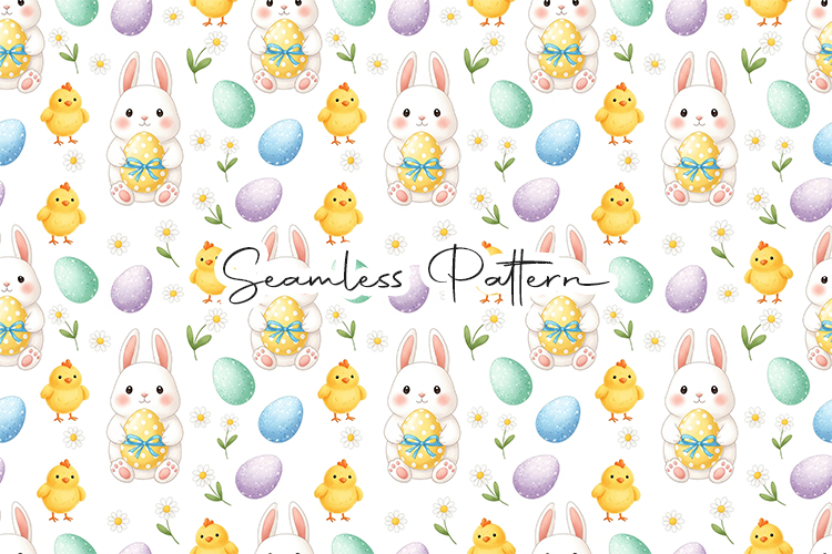 Detailed Easter Bunny Egg Chick Pattern