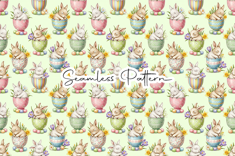 Cute Bunny Easter Egg Seamless Pattern (6649696)