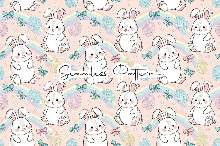 Cute Rainbow Bunny Easter Seamless