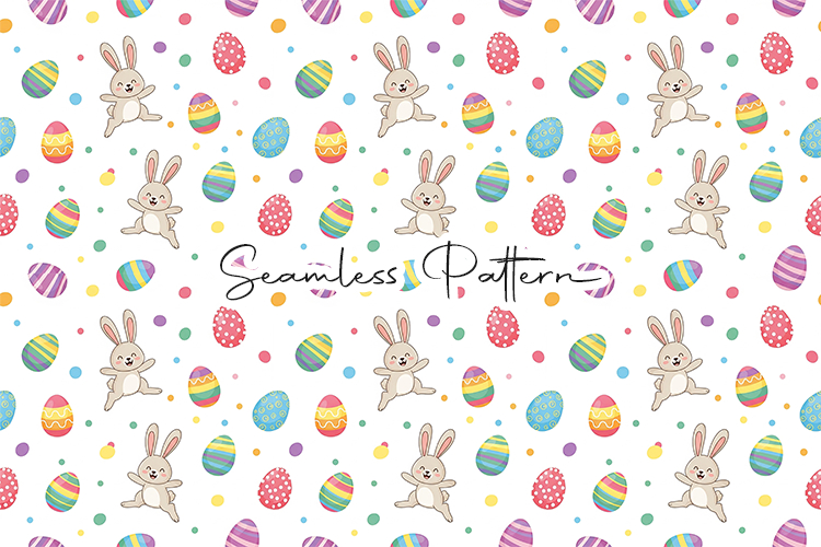 Cute Bunny Egg Easter Seamless Pattern (6645361)