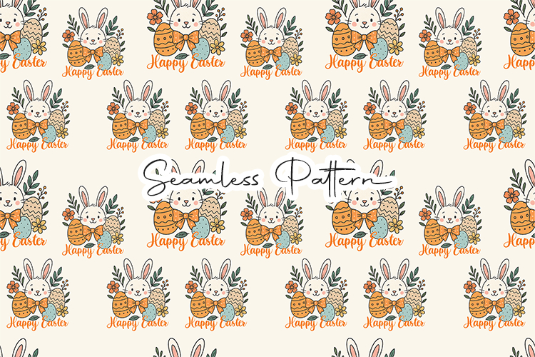 Happy Easter Bunny Egg Seamless Pattern