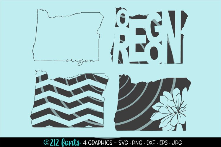 4 - Oregon State Map Graphic Cut File DXF PNG JPG SVG EPS