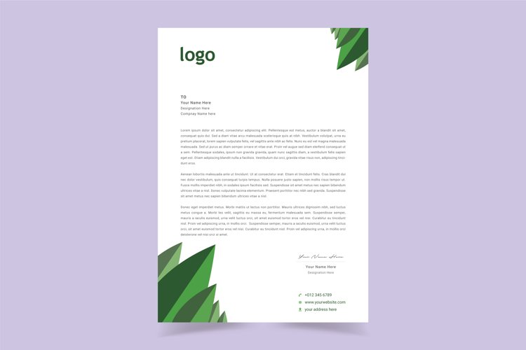 The leaves Style letterhead template design Vector