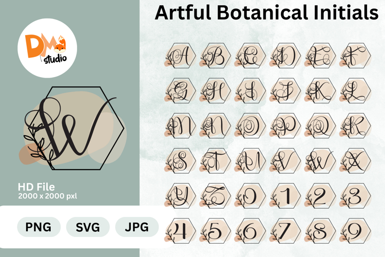 Artful Botanical Initials Monogram