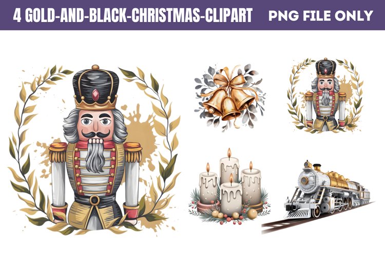 Gold and Black Christmas Clipart PNG (4768711)