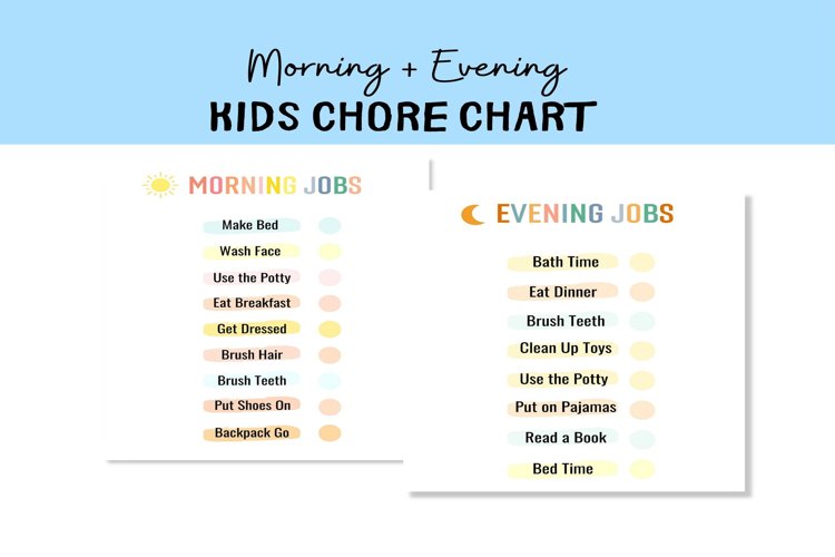 Kids Chore Chart Printable Morning and Evening, Chore Chart