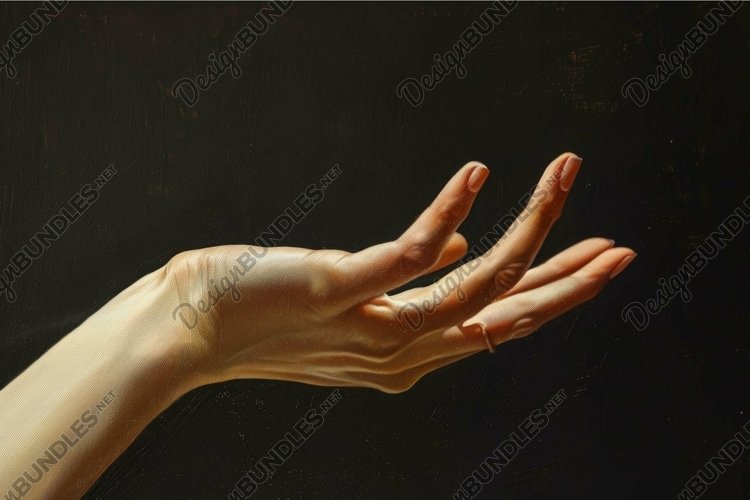 Elegant hand gesture on dark background