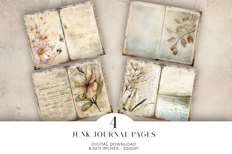 Watercolour Junk Journal Digital Paper Bi-fold (4069132)