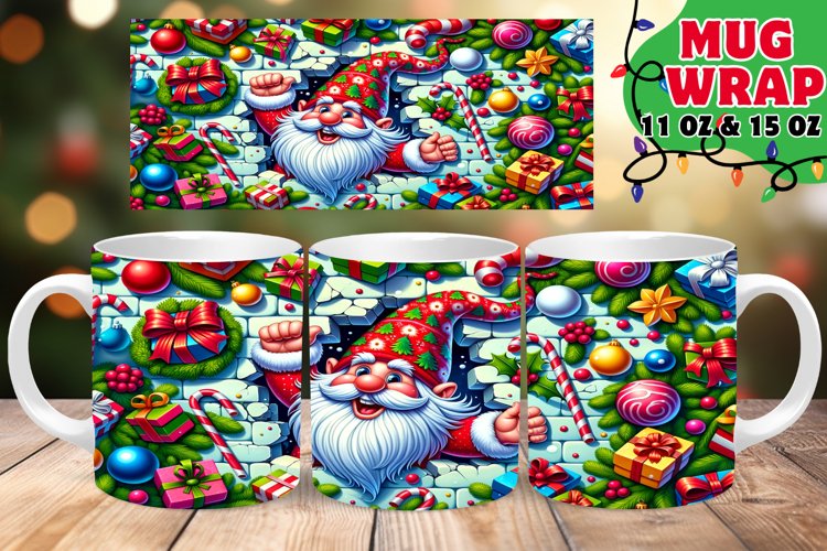 Winter 3D Cartoon Ruse Mug Wrap 15oz Sublimation