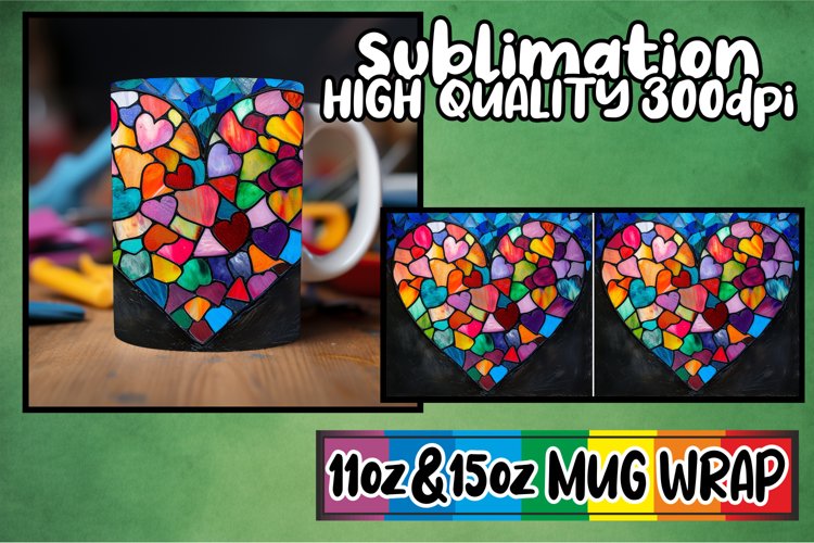 Romantic Heart Patterned Cup - 11oz 15oz (3149712)