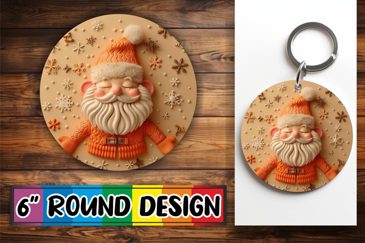 Christmas Santa Claus Round Design 3D Sublimation