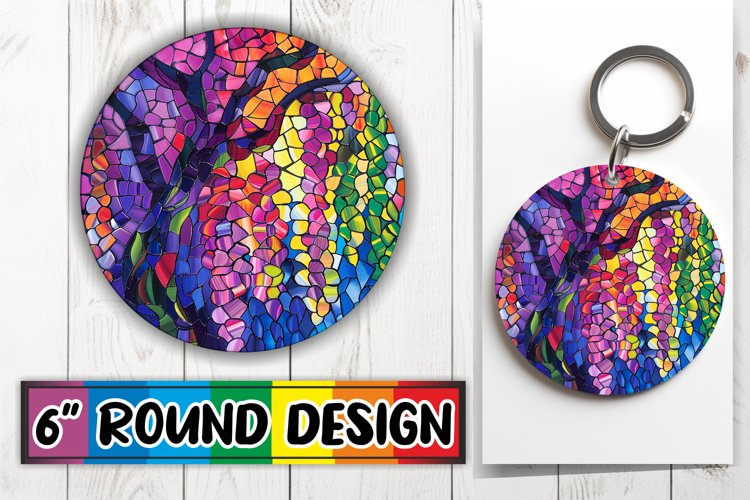 Vibrant Tree Round Design Stained Glass